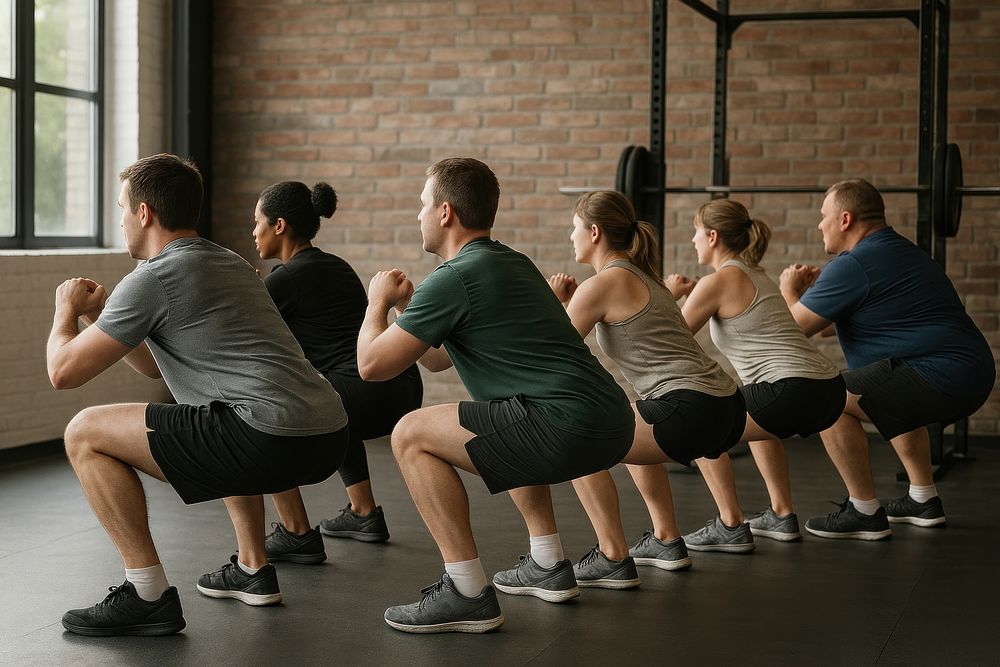 Group fitness squat training. | Free Photo - rawpixel