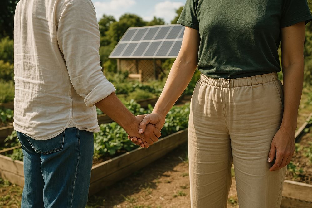 Sustainable handshake in garden. | Free Photo - rawpixel