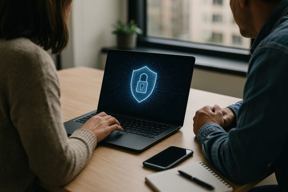 Cybersecurity meeting laptop protection | Free Photo - rawpixel
