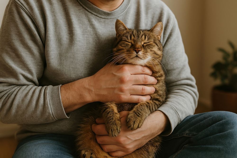 Cozy cat cuddles human | Free Photo - rawpixel
