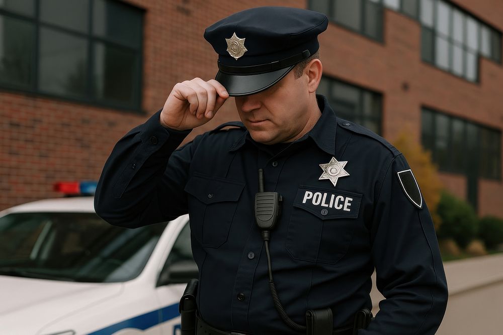 Police officer adjusting hat outdoors | Free Photo - rawpixel