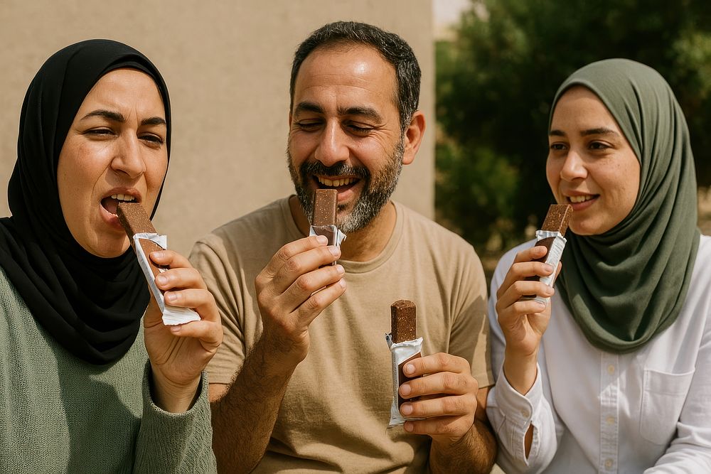 Friends enjoying chocolate bars outdoors | Free Photo - rawpixel