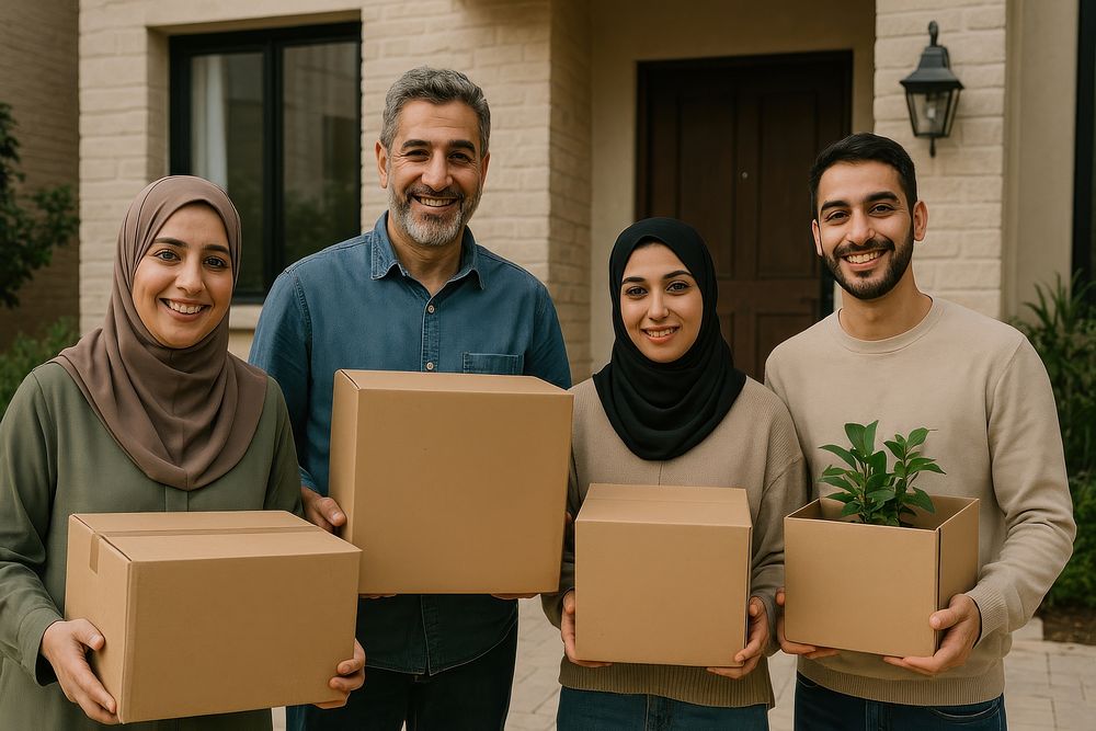 Family moving boxes together happily. | Free Photo - rawpixel
