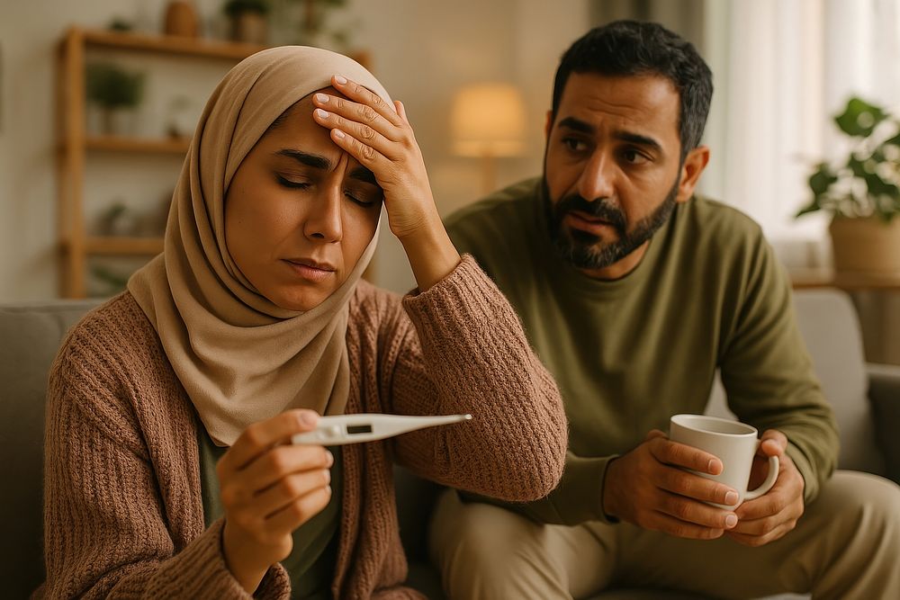 Concerned couple checking temperature. | Free Photo - rawpixel
