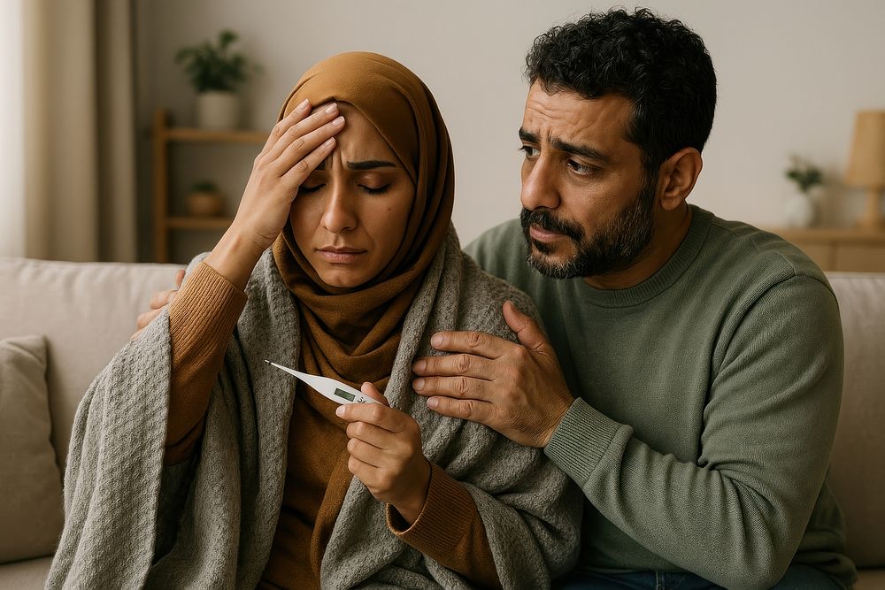 Concerned couple checking temperature. | Free Photo - rawpixel