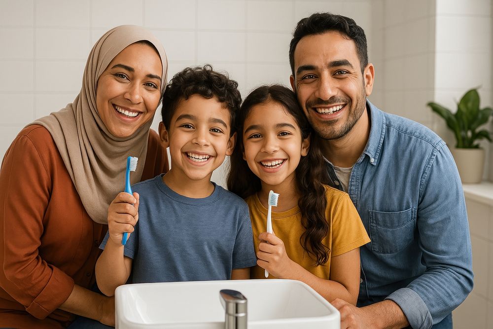 Happy family brushing teeth | Free Photo - rawpixel