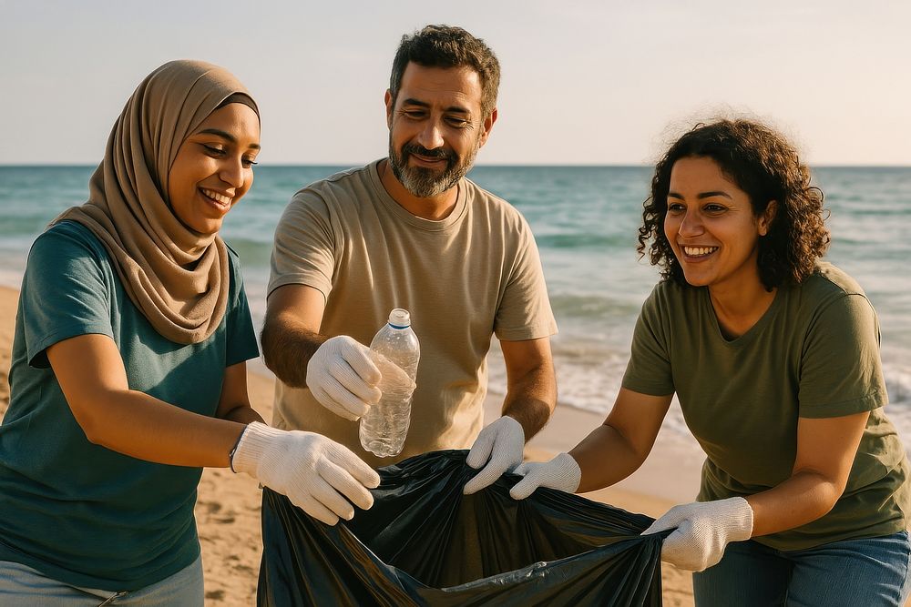 Beach cleanup team smiling | Free Photo - rawpixel