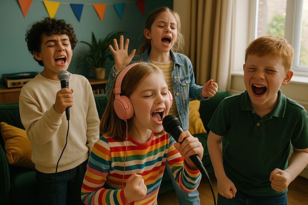 Children singing with microphones | Free Photo - rawpixel