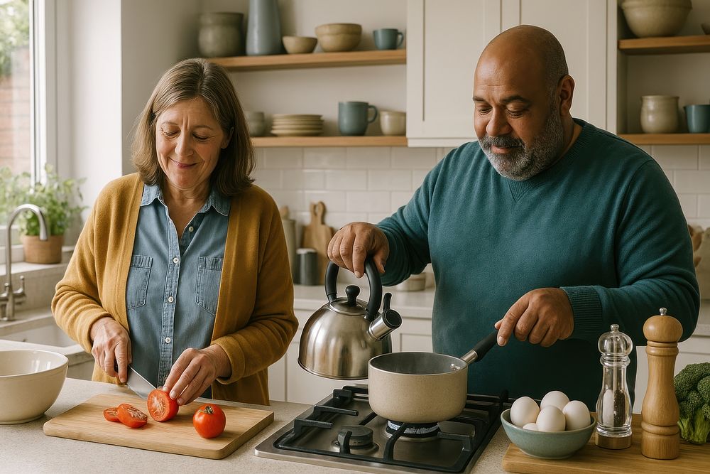 Couple cooking together happily. | Free Photo - rawpixel