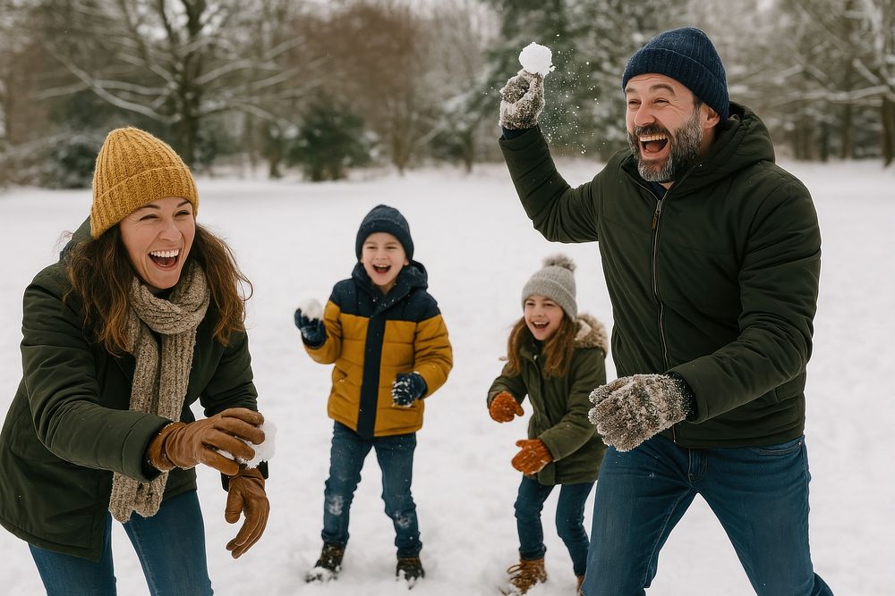 Family snowball fight fun | Free Photo - rawpixel