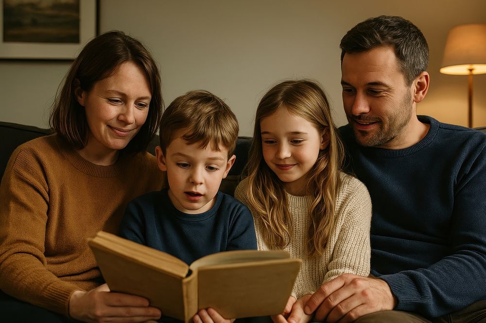Family reading together happily. | Free Photo - rawpixel