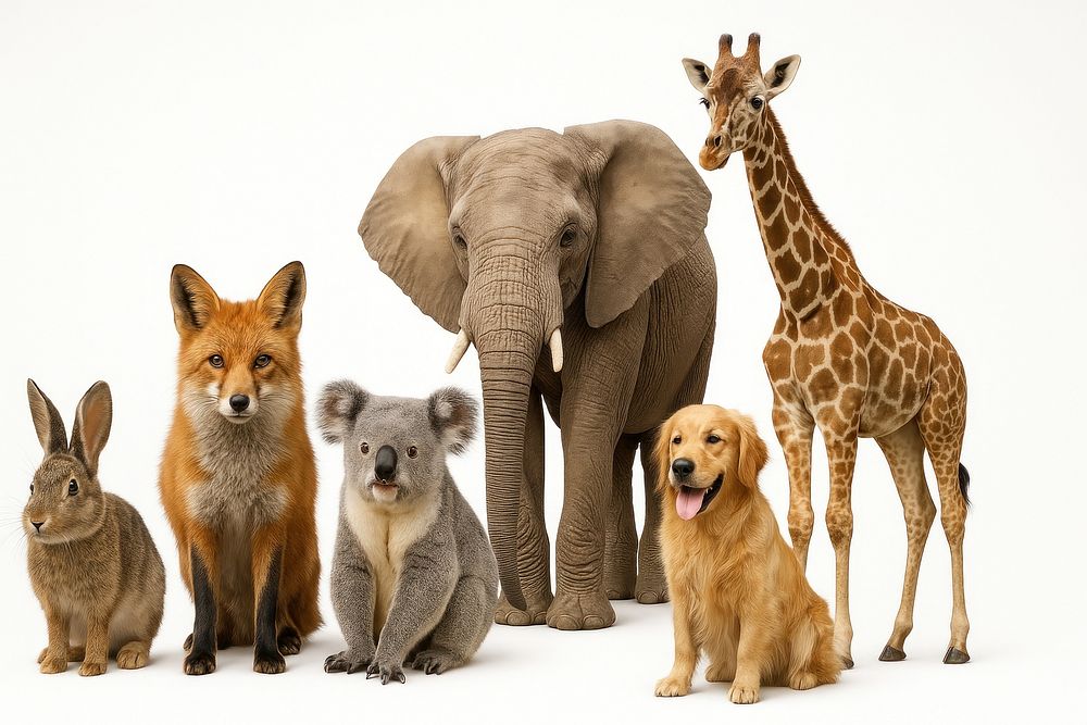 Diverse animals together posing | Free Photo - rawpixel