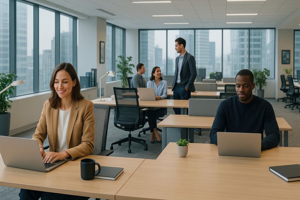Modern office teamwork collaboration scene. | Free Photo - rawpixel