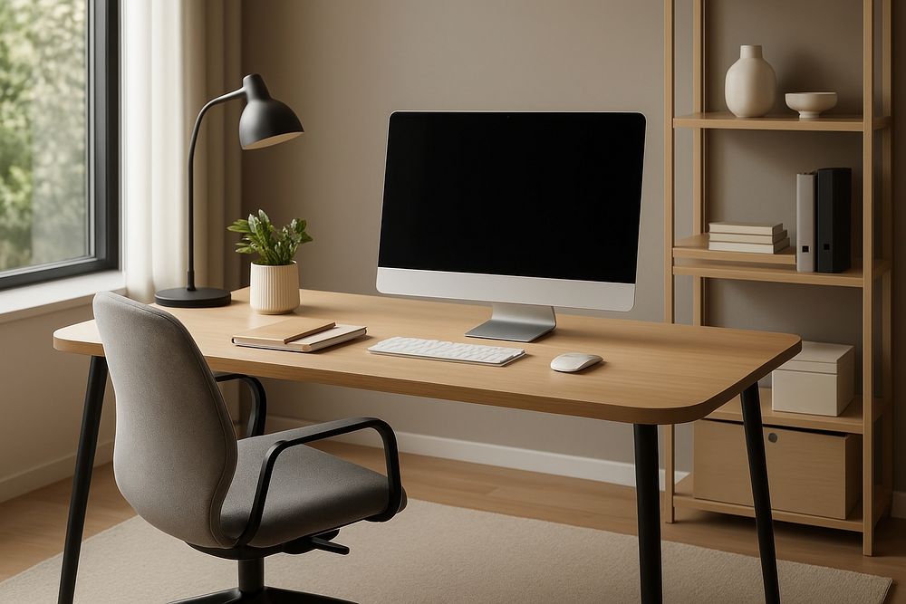 Modern minimalist home office setup. | Free Photo - rawpixel