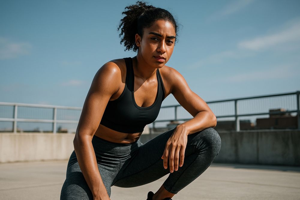 Focused athlete on rooftop workout. | Free Photo - rawpixel