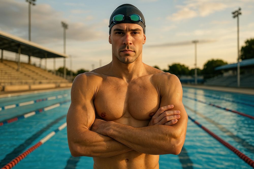 Confident swimmer at poolside | Free Photo - rawpixel