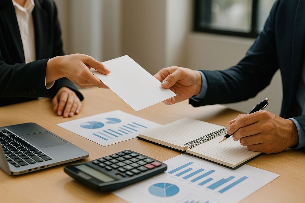 Business meeting document exchange | Free Photo - rawpixel