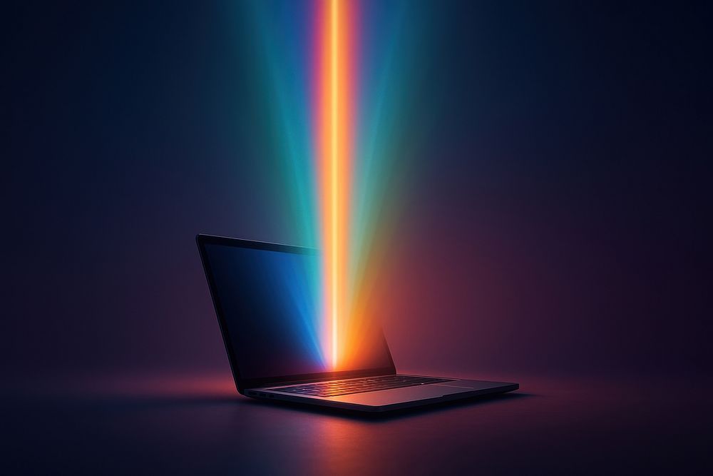 Vibrant light beams laptop | Free Photo - rawpixel