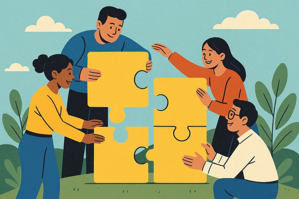 Teamwork puzzle collaboration success | Free Photo Illustration - rawpixel