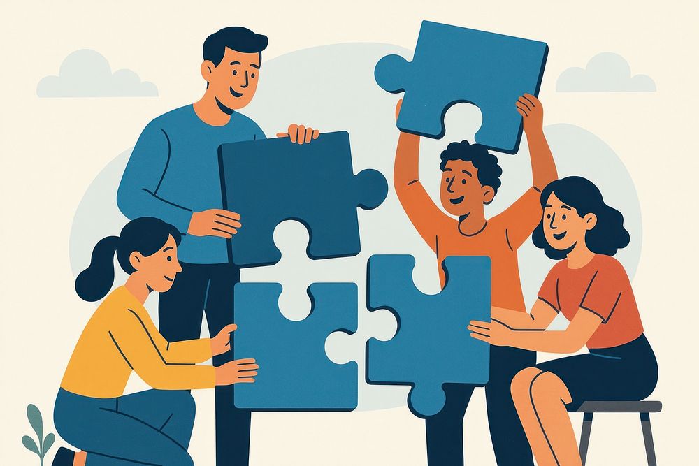 Teamwork puzzle collaboration success | Free Photo Illustration - rawpixel