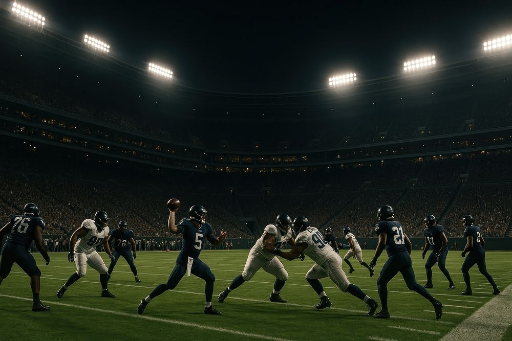 Intense nighttime football game | Free Photo - rawpixel