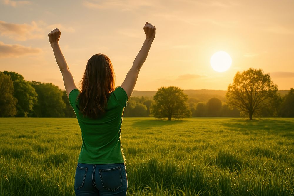 Empowered woman celebrates nature. | Free Photo - rawpixel