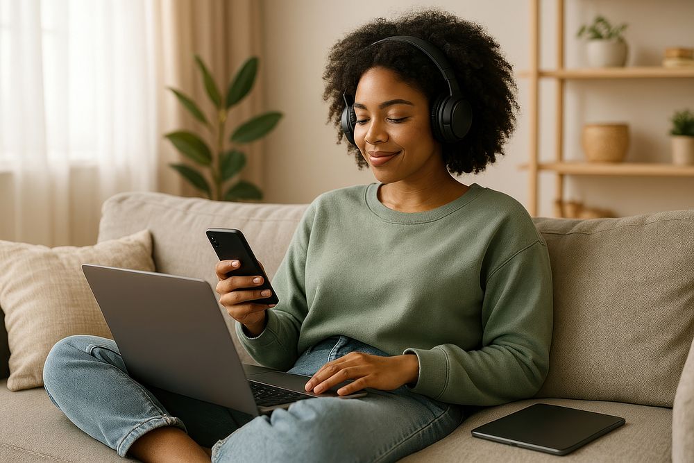 Relaxed multitasking at home. | Free Photo - rawpixel