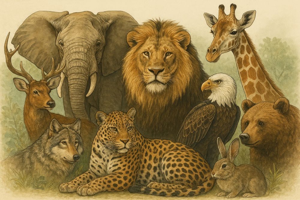 Wildlife diversity illustrated beautifully. | Free Photo Illustration ...