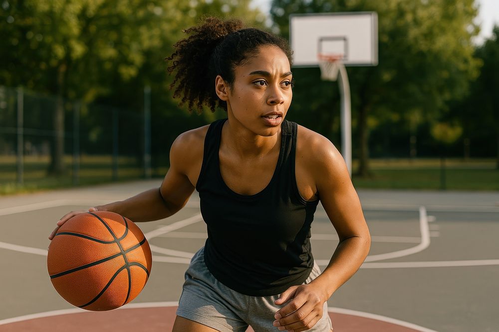 Focused basketball player outdoor court. | Free Photo - rawpixel