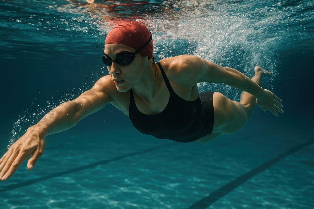 Focused swimmer underwater action. | Free Photo - rawpixel