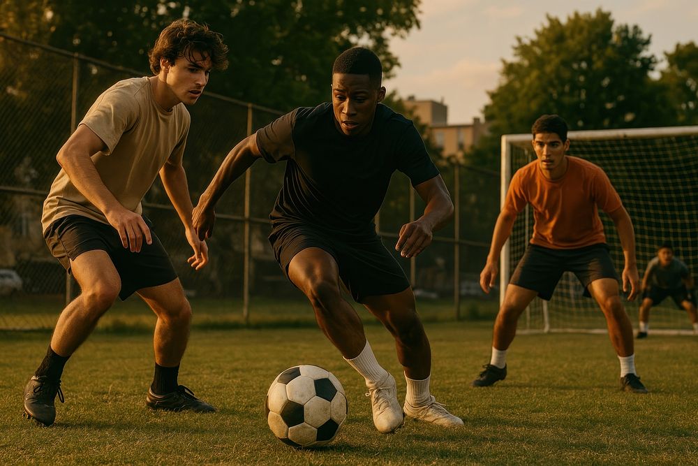 Intense soccer match at sunset | Free Photo - rawpixel