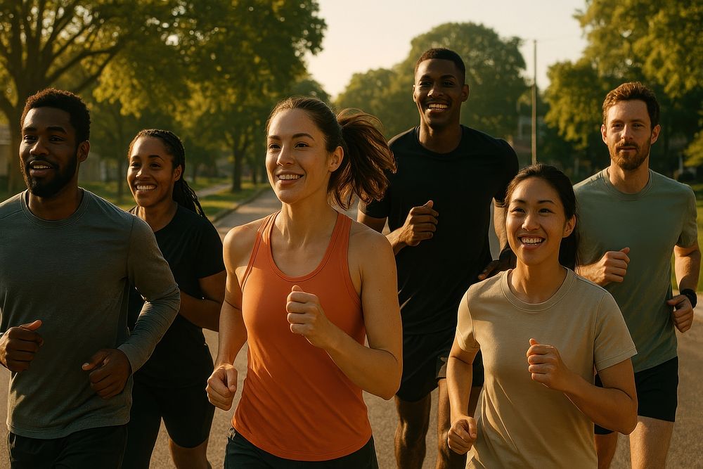 Diverse group enjoying outdoor run. | Free Photo - rawpixel