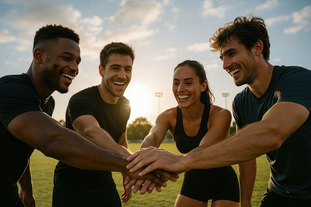 Team unity under sunset. | Free Photo - rawpixel