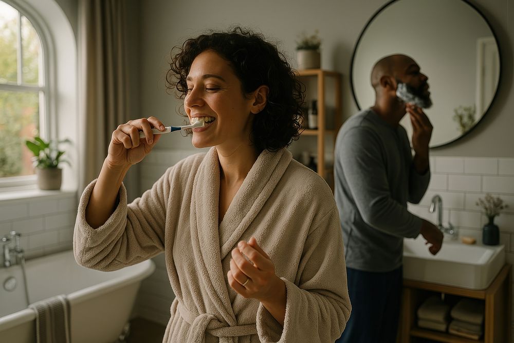 Morning routine couple bathroom | Free Photo - rawpixel