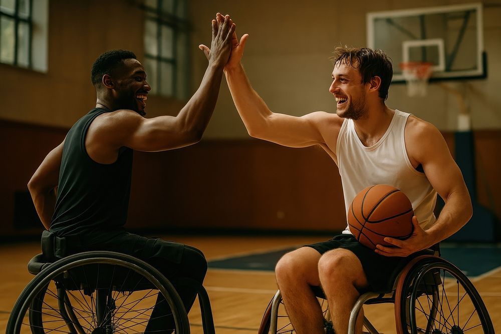 Wheelchair basketball players celebrating victory | Free Photo - rawpixel