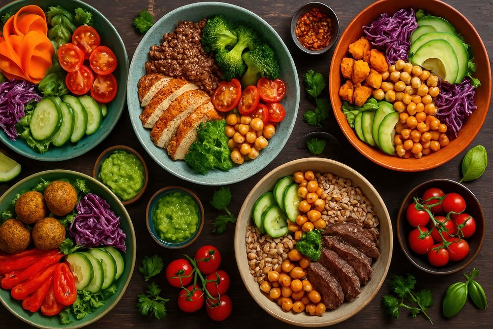Colorful healthy food bowls | Free Photo - rawpixel