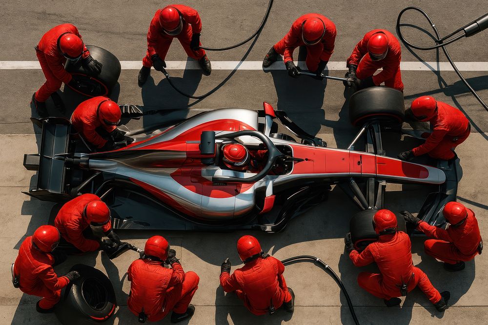 Pit crew teamwork precision speed. | Free Photo - rawpixel