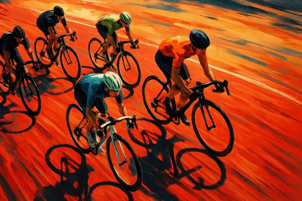 Dynamic cyclists racing together. | Free Photo Illustration - rawpixel
