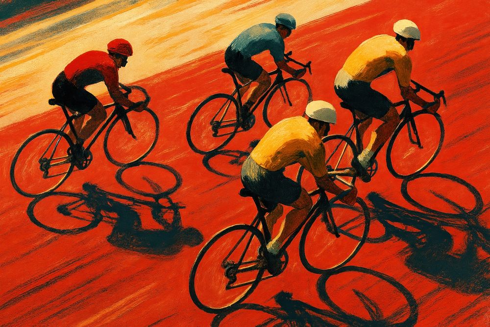 Dynamic cyclists race forward. | Free Photo Illustration - rawpixel