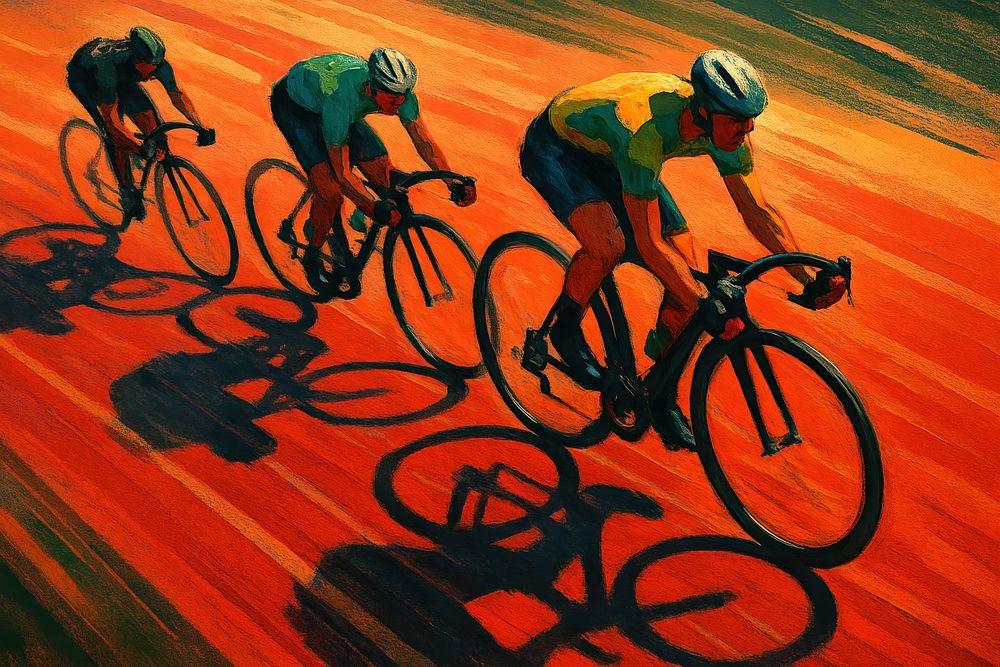 Dynamic cyclists racing shadows | Free Photo Illustration - rawpixel