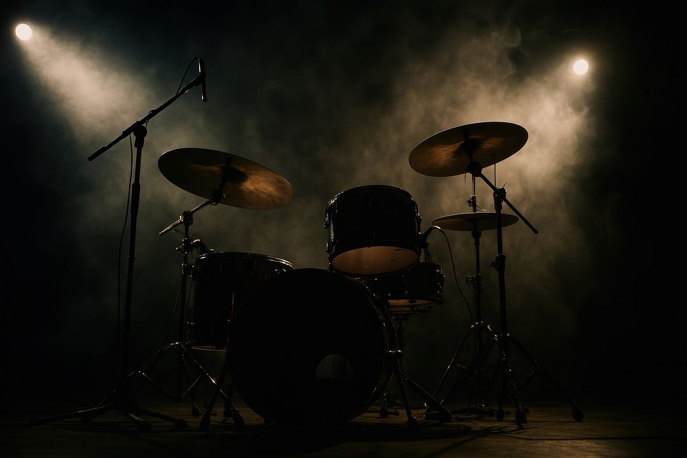 Dramatic drum set spotlighted stage. | Free Photo - rawpixel