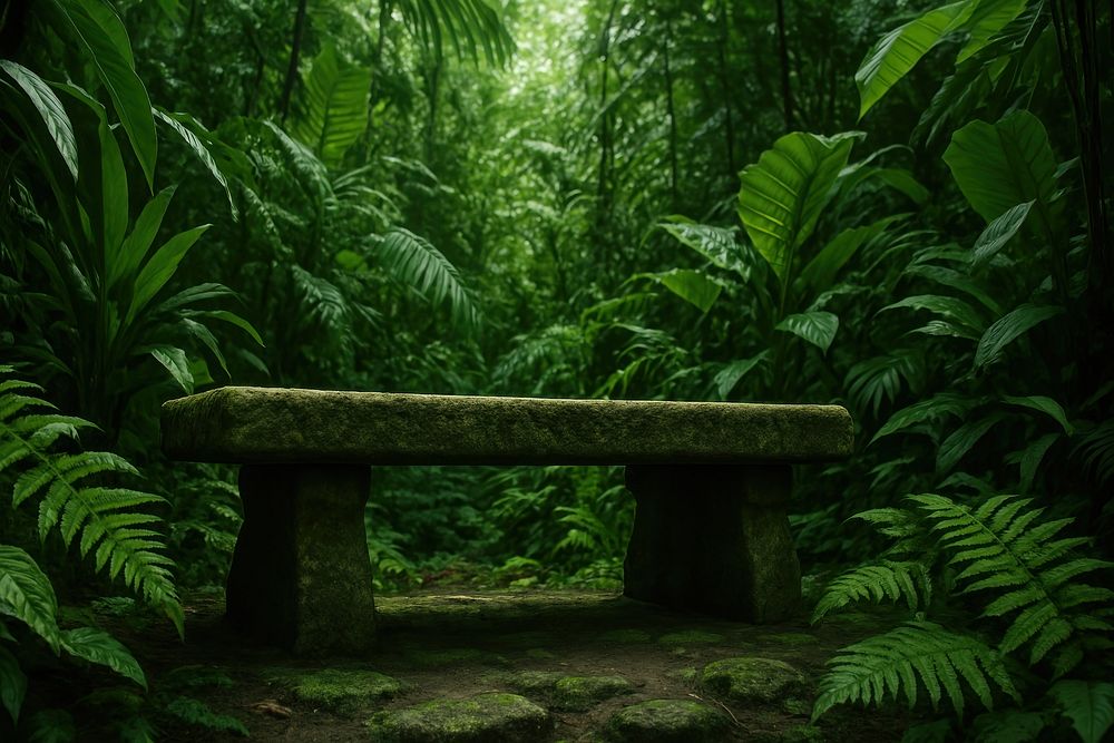 Serene stone bench jungle | Free Photo - rawpixel