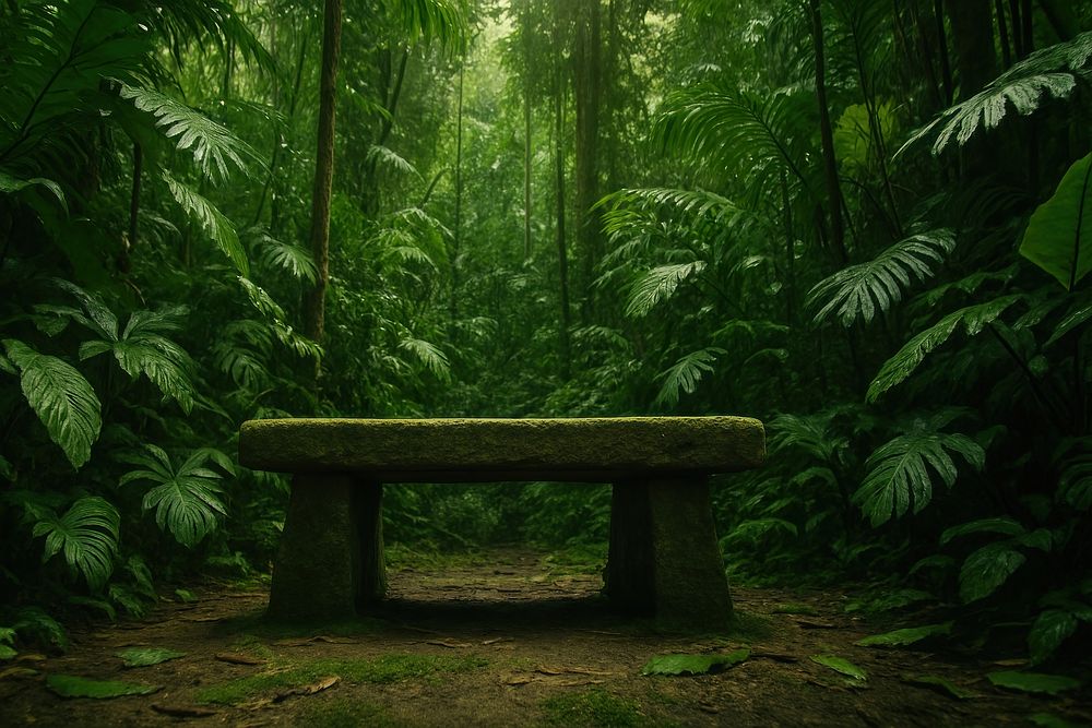 Serene stone bench jungle | Free Photo - rawpixel