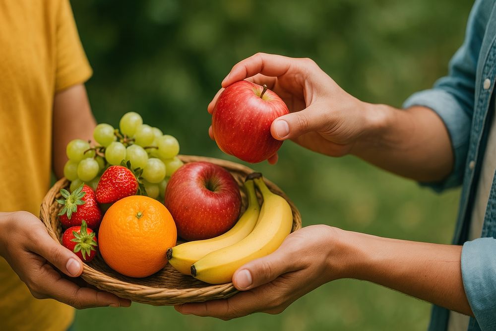 Fresh fruits in hands outdoors | Free Photo - rawpixel