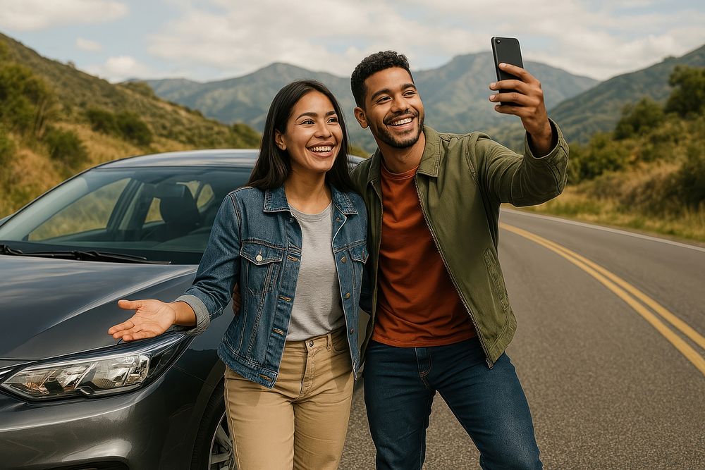 Happy couple road trip selfie | Free Photo - rawpixel