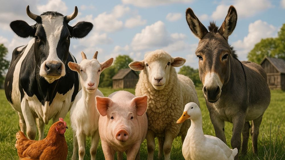 Farm animals together in field | Free Photo - rawpixel