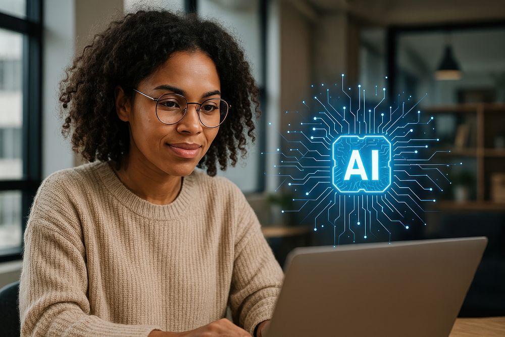 Woman using AI technology efficiently. | Free Photo - rawpixel