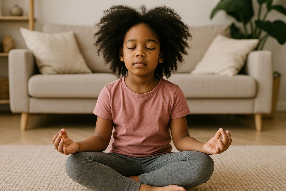 Child meditating in living room | Free Photo - rawpixel