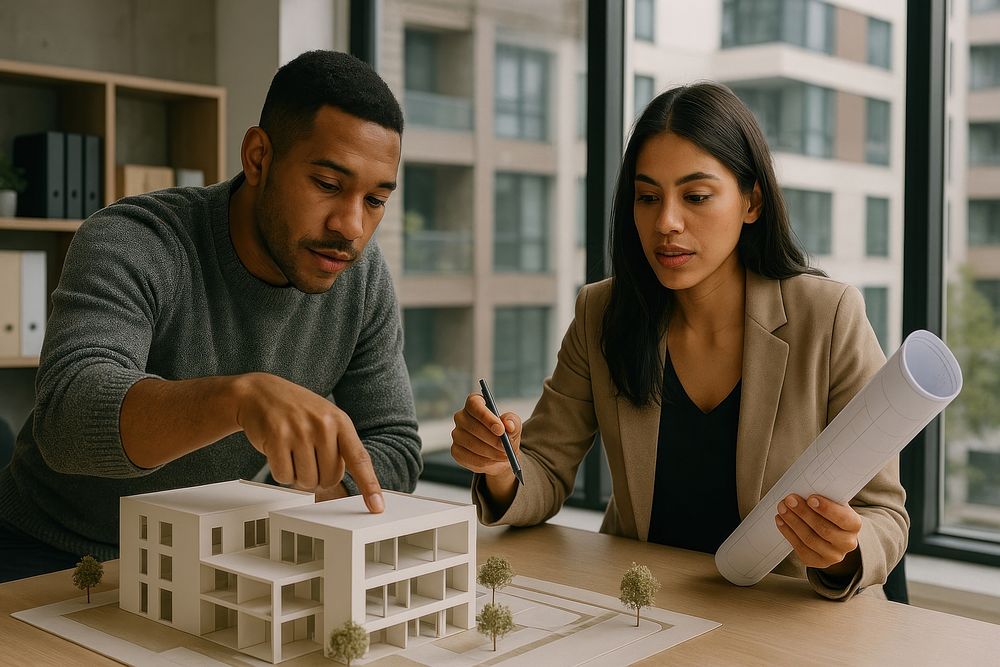 Architects discussing building model | Free Photo - rawpixel