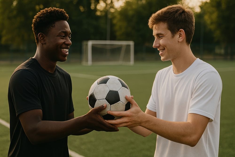 Friends sharing soccer joy. | Free Photo - rawpixel